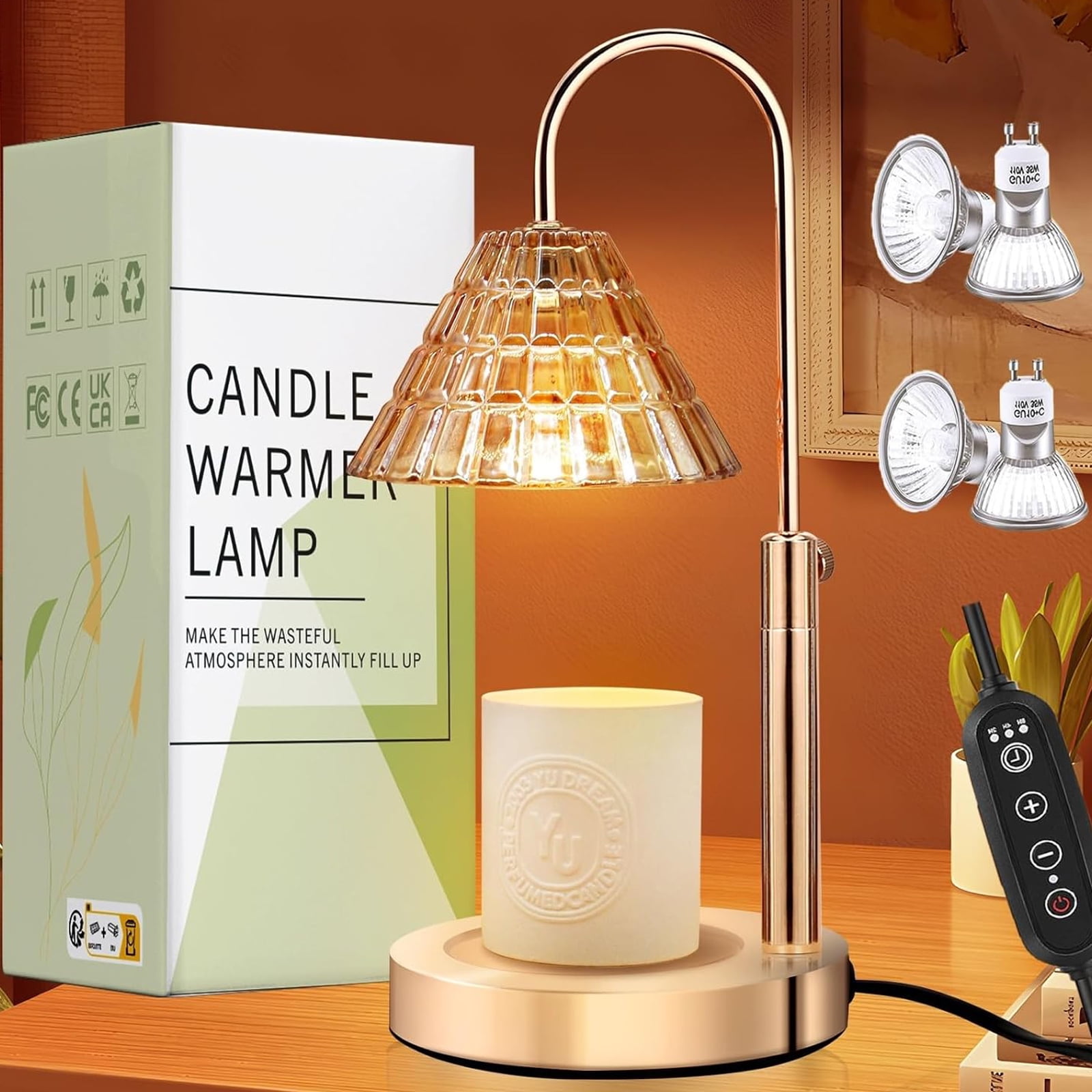 MQ Electric Candle Melter Dimmable Wax Warmer Lamp for Jar Candles with ...