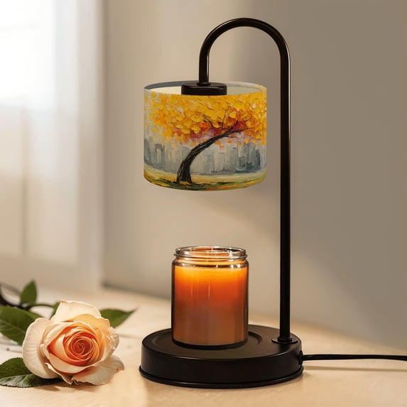 Candle Warmer Lamp with Timer, Gold Tree Yellow Gray Tree Nature ...