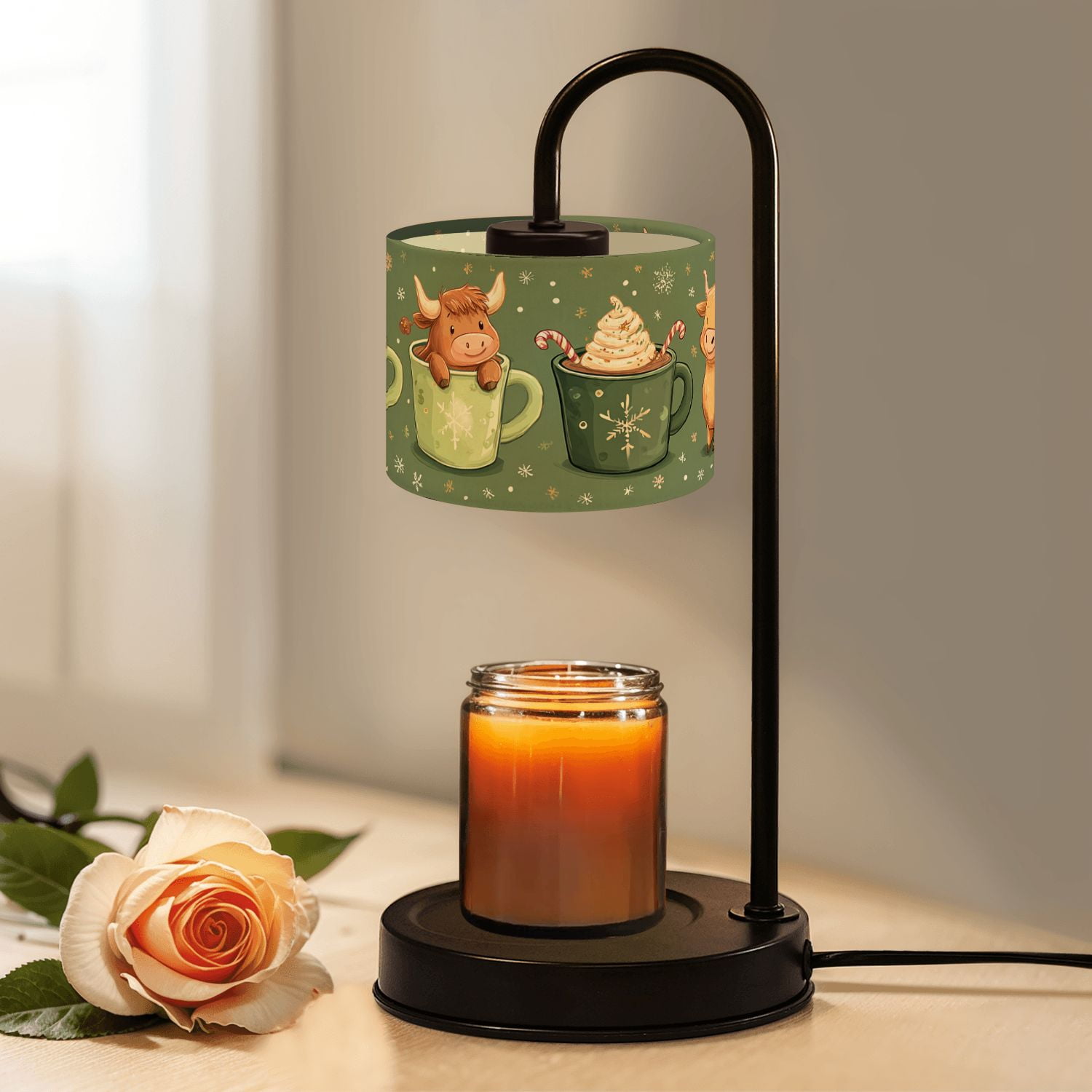 Candle Warmer Lamp with Timer, Highland Cow Winter Holiday Xmas Calf ...