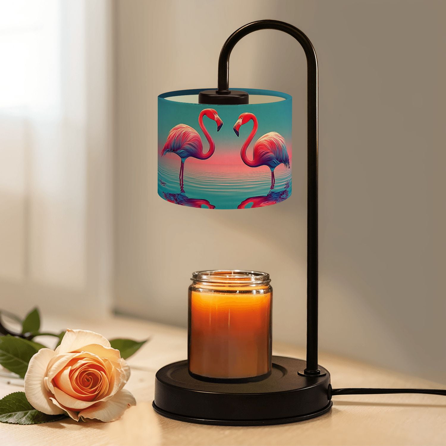 Candle Warmer Lamp with Timer, Love Sunset Calm Water Neon Pink Blue ...