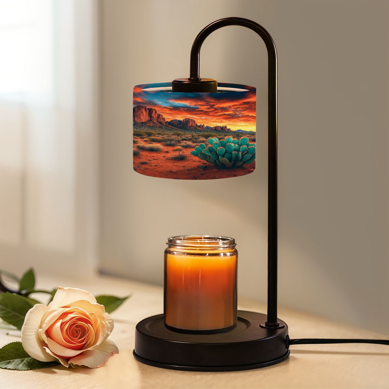 Candle Warmer Lamp with Timer, Majestic Desert Landscape Cactus Rocky ...