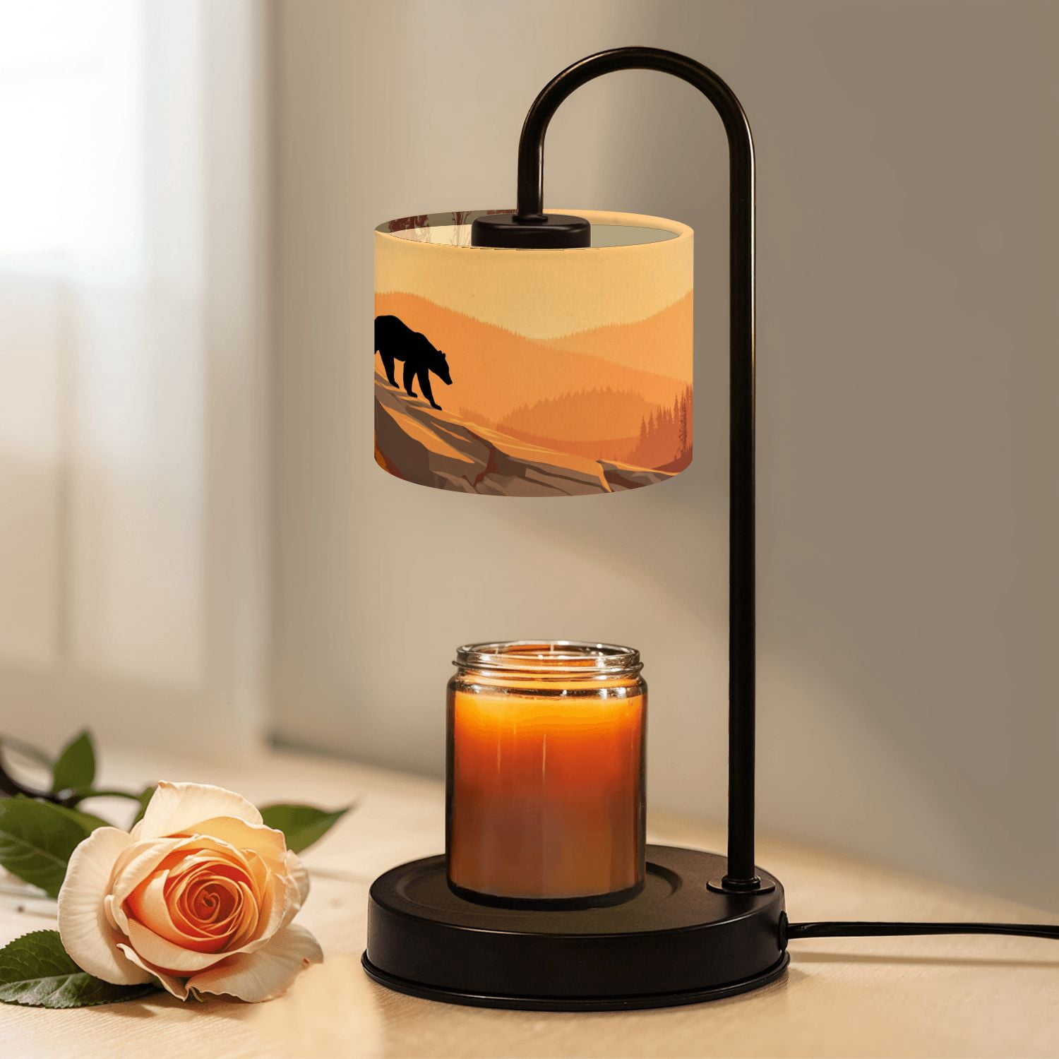 Candle Warmer Lamp with Timer, Morning Light Playful Bear Cub Pine ...