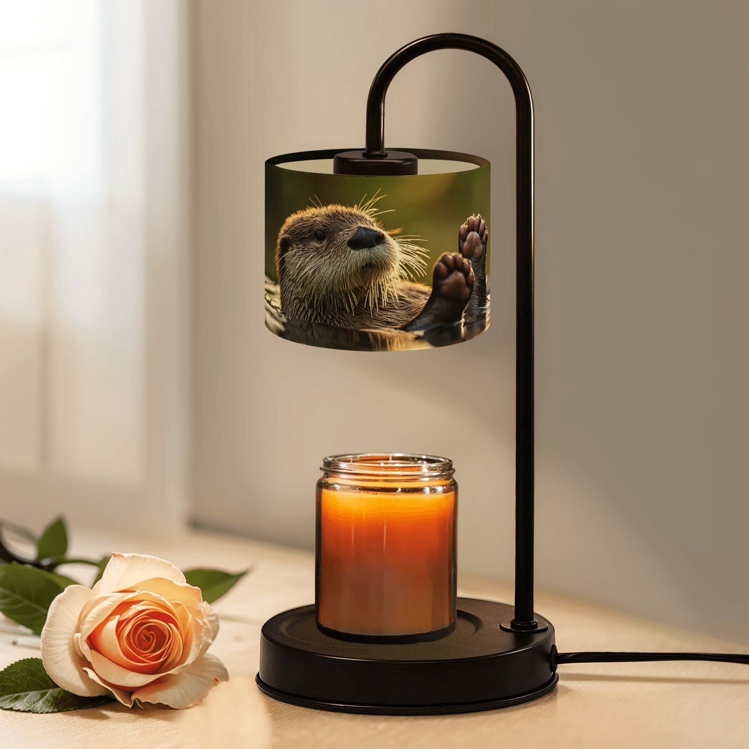 Candle Warmer Lamp with Timer, Otter Floating Playfully Calm Waters ...