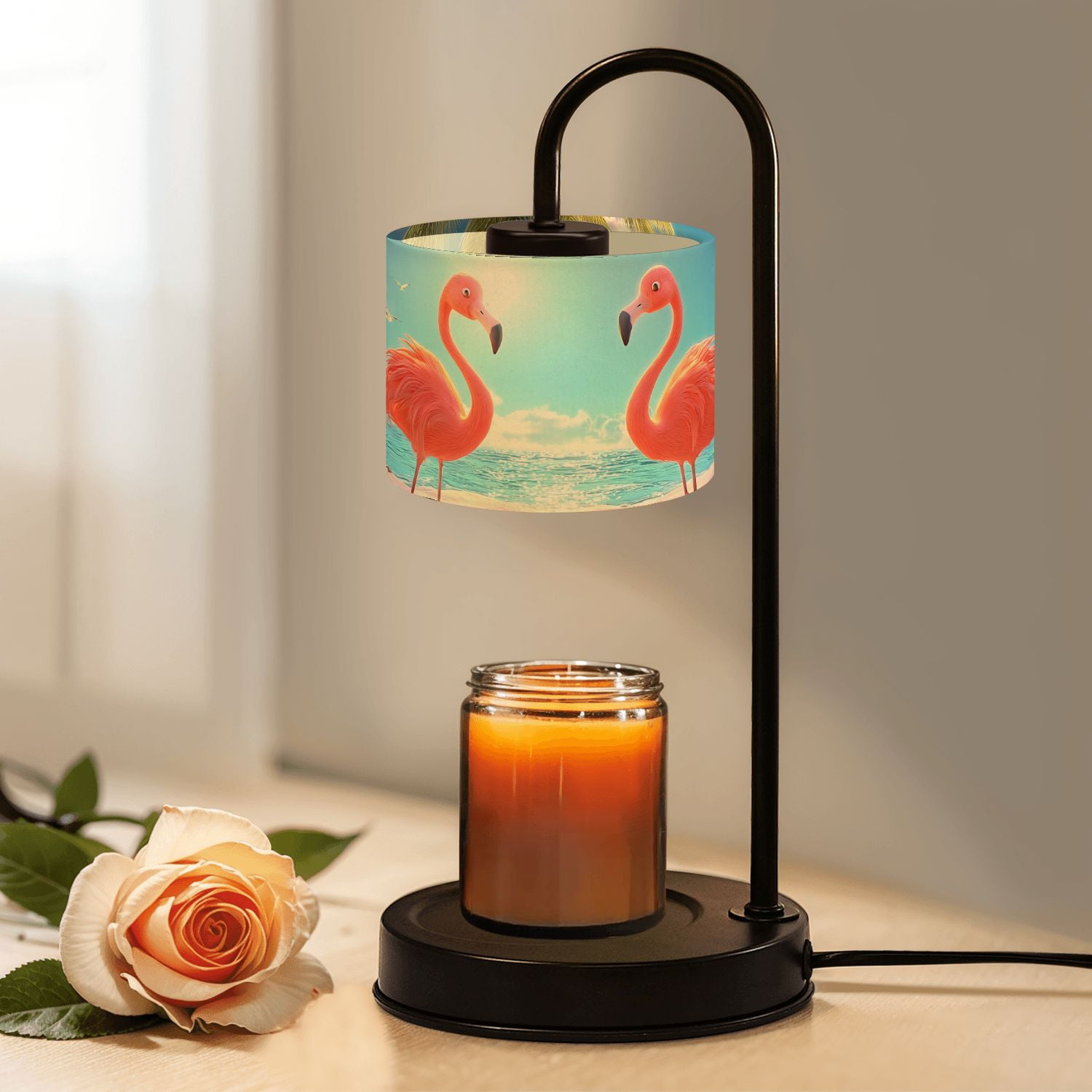 Candle Warmer Lamp with Timer, Pair Pink Tropical Beach Palm Trees ...