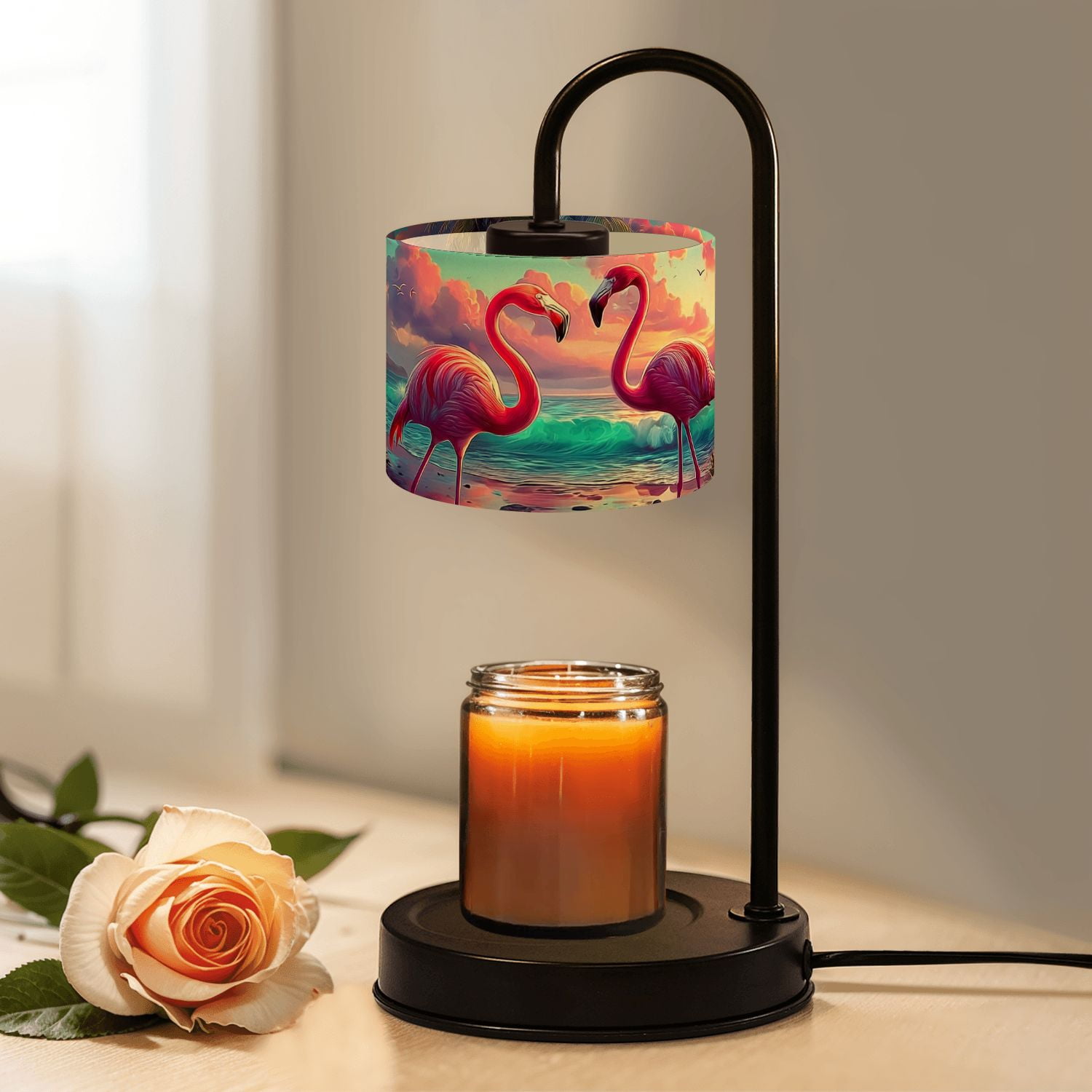 Candle Warmer Lamp with Timer, Romantic Sunset Tropical Beach Vibrant ...