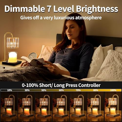 Candle Warmer Lamp, Wax Warmer Lamp Candle Lamp Timer & Dimmer 7-Levels ...