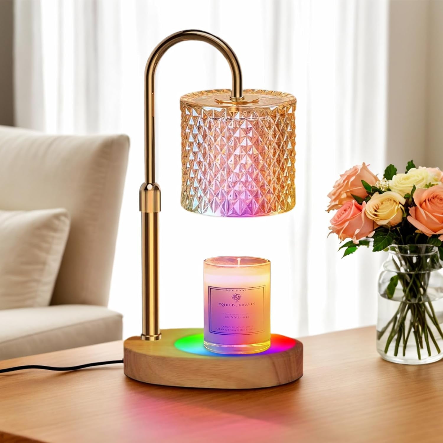 Candle Warmer Lamp with 7 LED Color Changing, Timer Dimmer Height ...