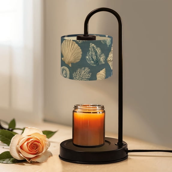 Candle Warmer Lamp with Timer Dimmer White Seashell Soft Blue Candle ...