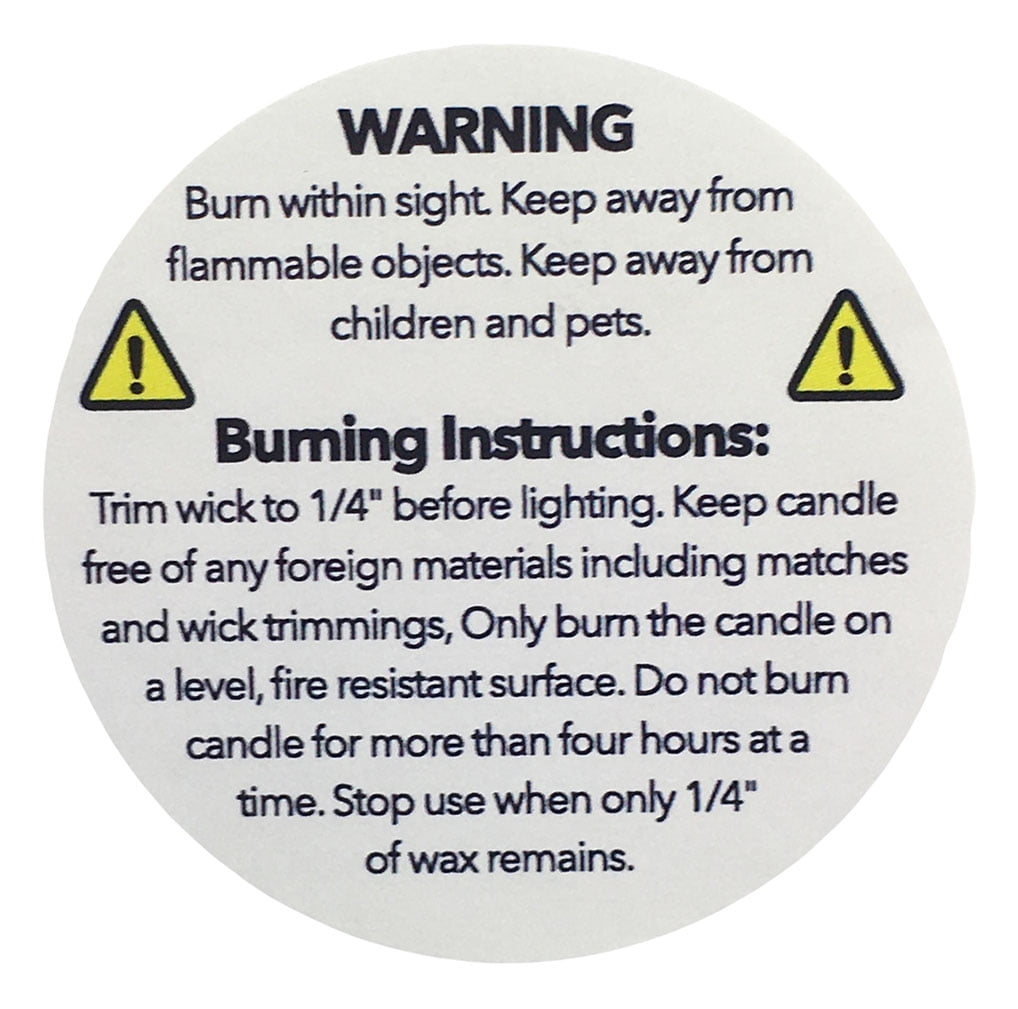 Candle Warning Burning Instruction Labels | 1.5" Inch Round | 500 Pack ...