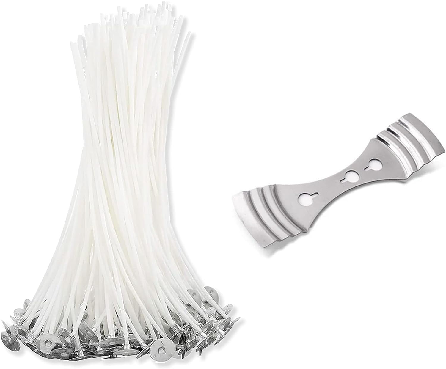 Candle Wick 100 Pieces of 6 inch Long pre-Waxed Candle and Metal Tabbed ...