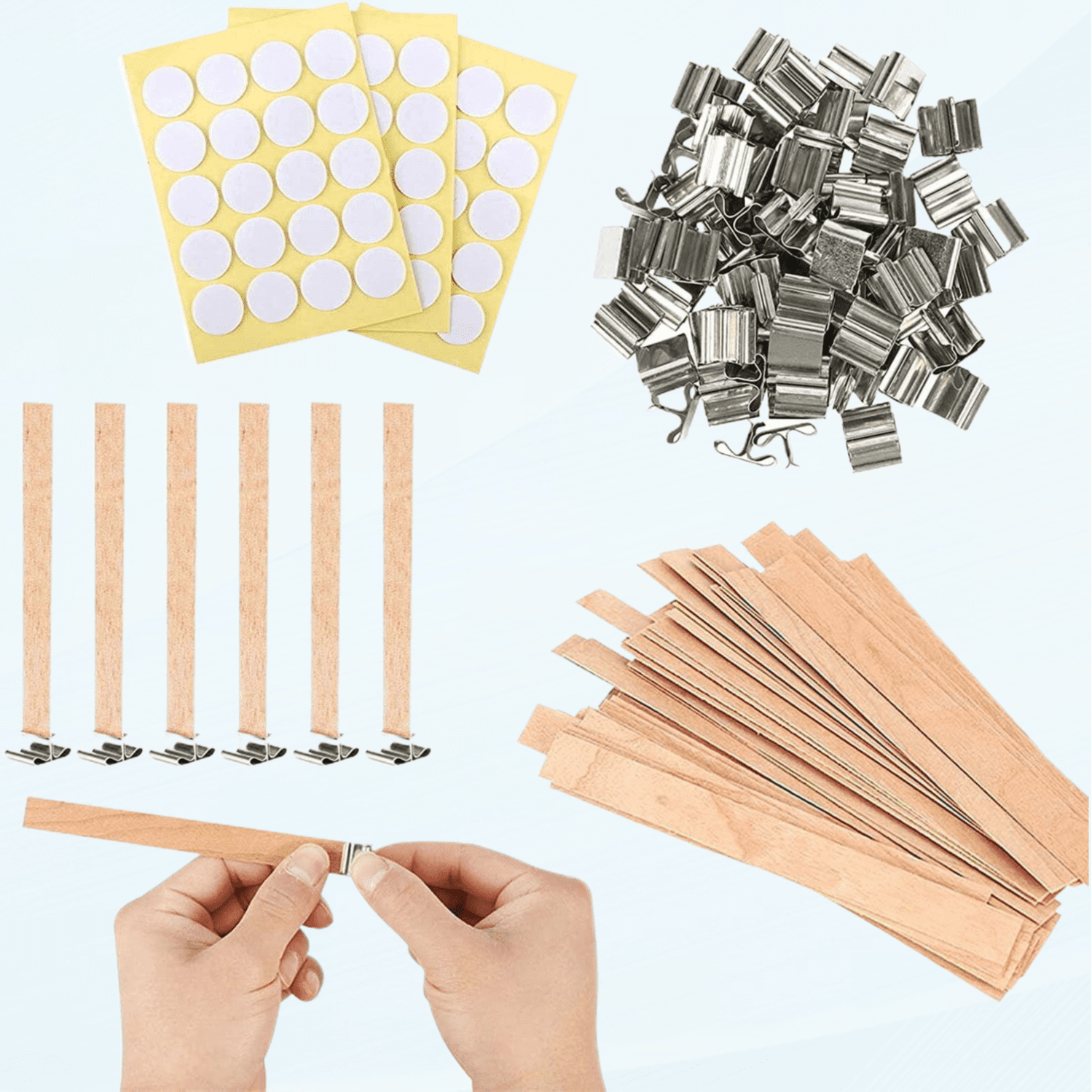 Candle Wick, 60 Sets Wood Wicks with Iron Stand and Stickers, Wood ...