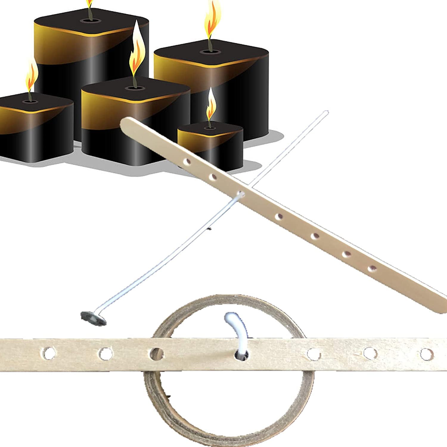 Candle Wick Holders- 100 Pcs Wooden Candle Wick Holders for Large and ...