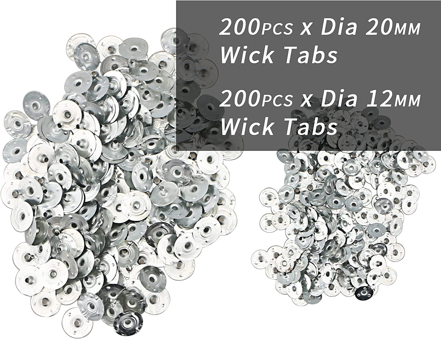 Candle Wick Tabs - 400pcs 2 Size Multi-Purpose Wick Tabs 20mm 12mm ...