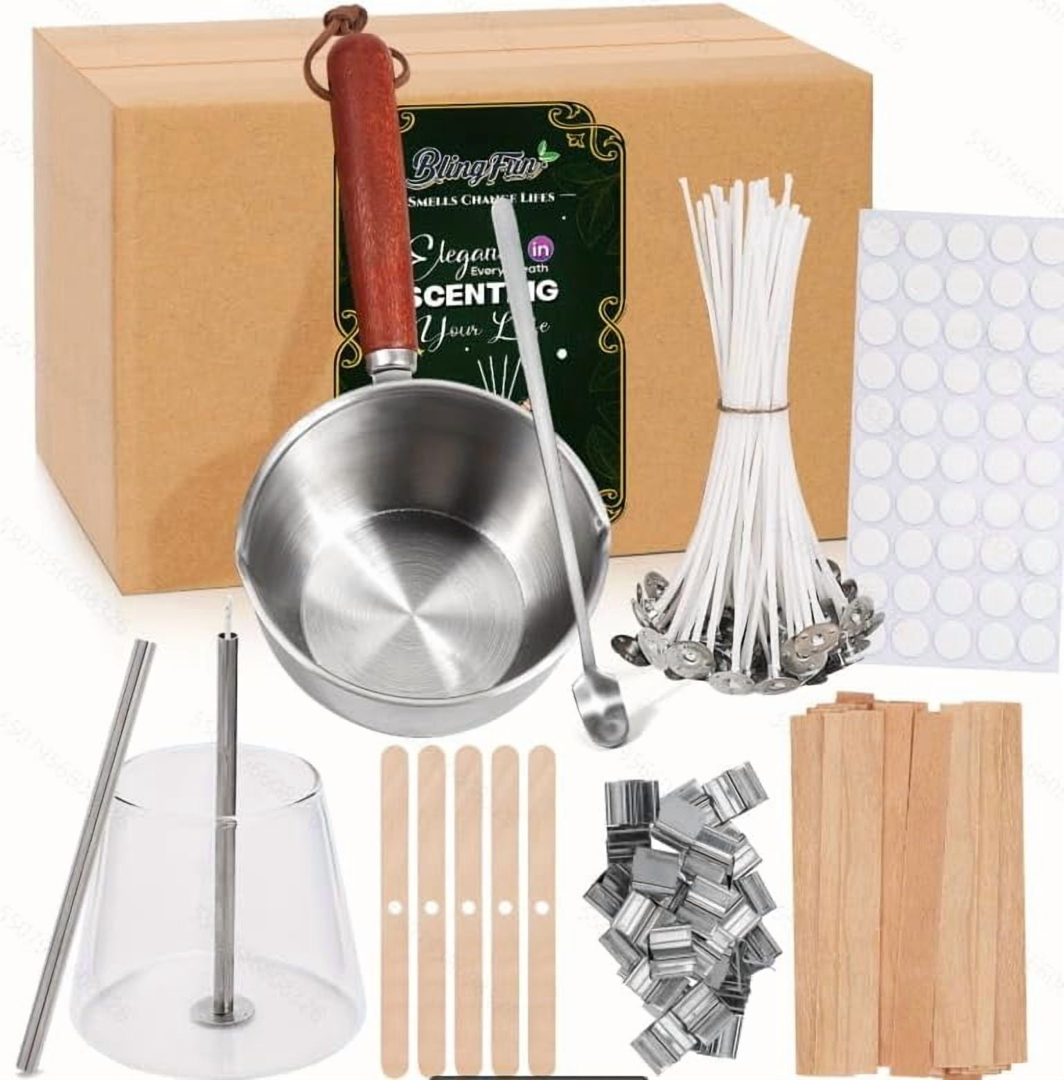 Candle Wicks for Candles Making,Including Melting Pot,2 Types Wick,Wick ...