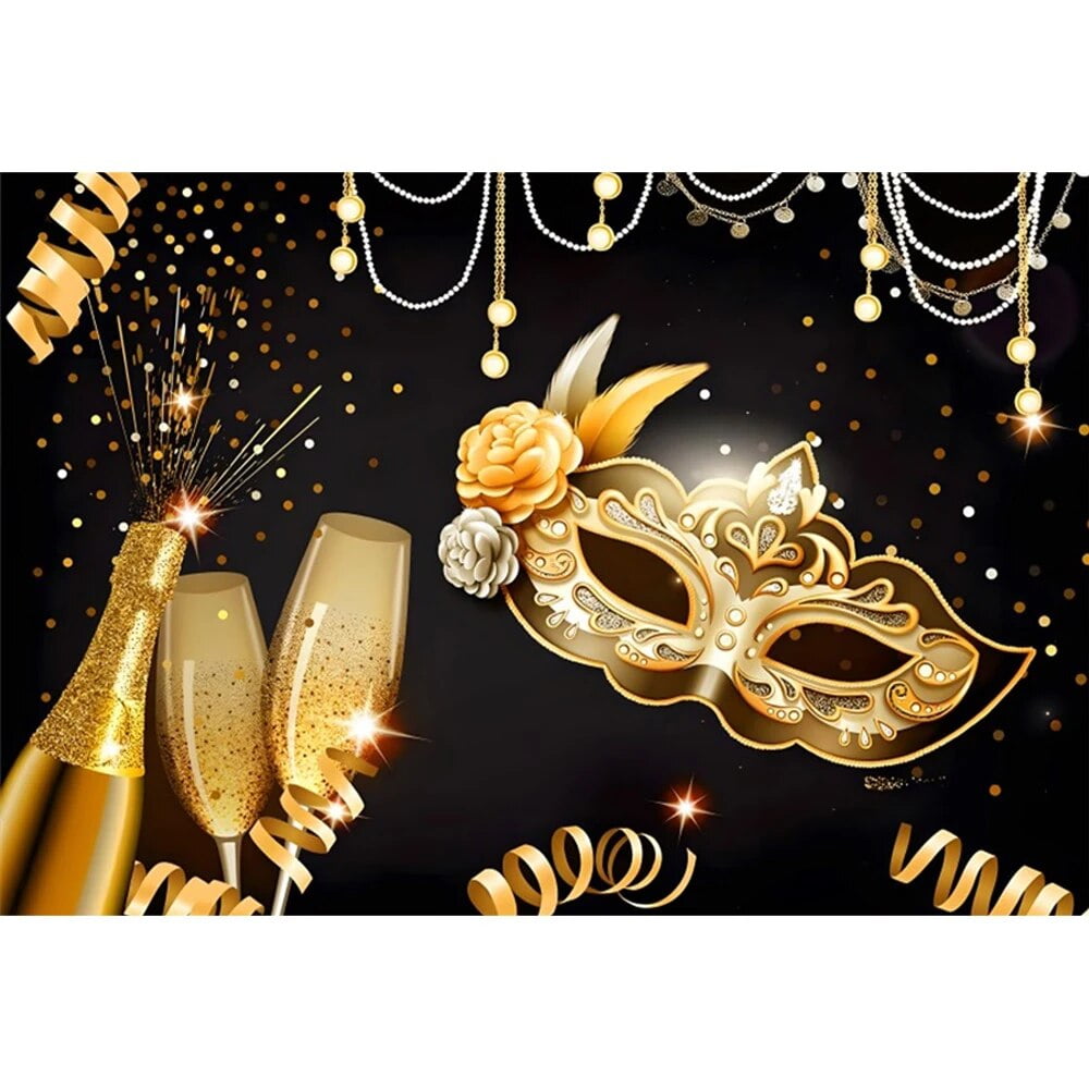 Candlelight Dinner Valentine's Day Backdrop Red Heart Masquerade ...