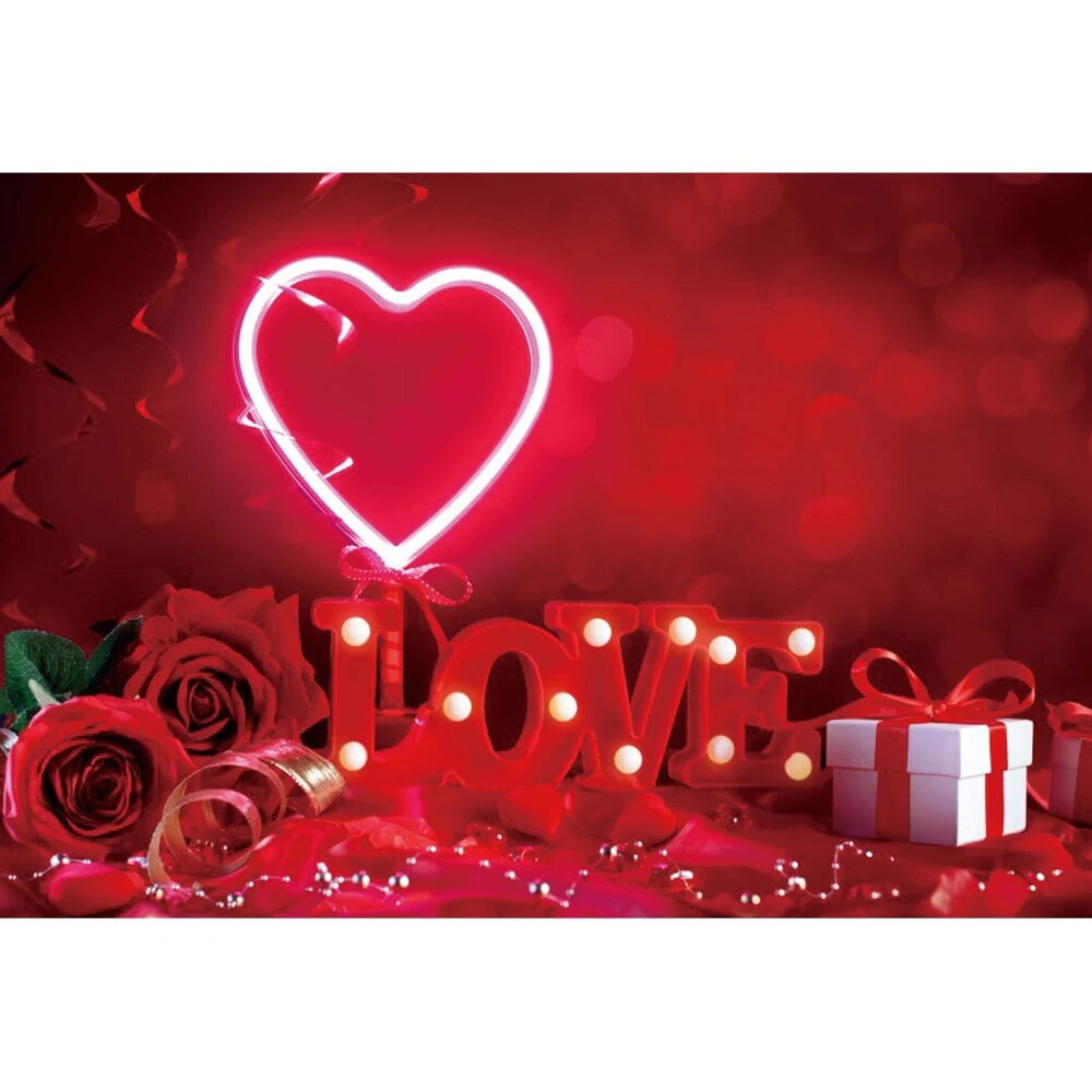 Candlelight Dinner Valentine's Day Backdrop Red Heart Masquerade ...