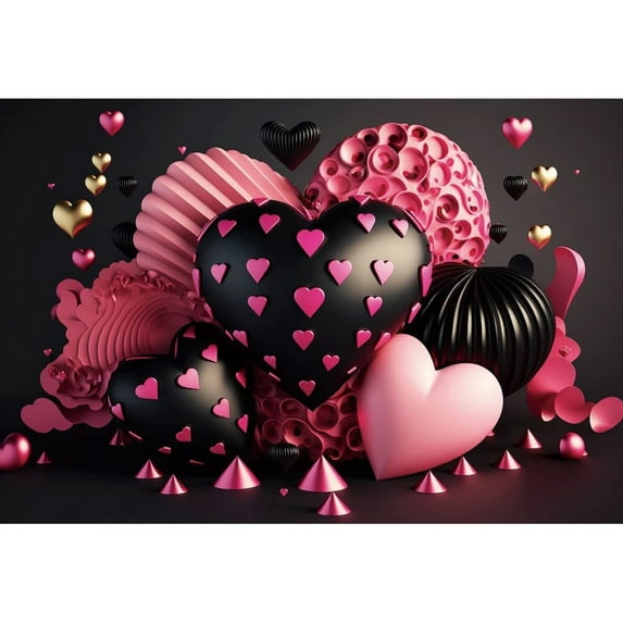 Candlelight Dinner Valentine's Day Backdrop Red Heart Masquerade Champagne 3D Balloon Love ...