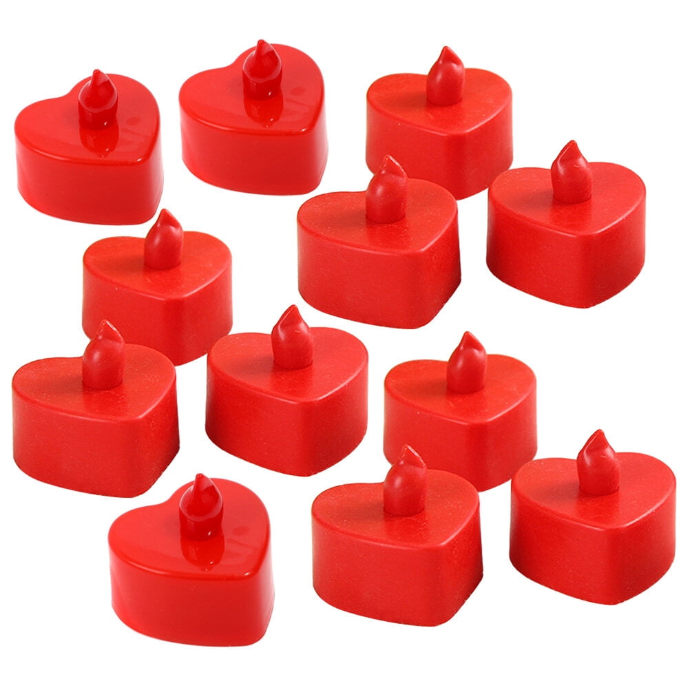 Candles Candle Lights Heart Led Red Flameless Light Tea Electric ...