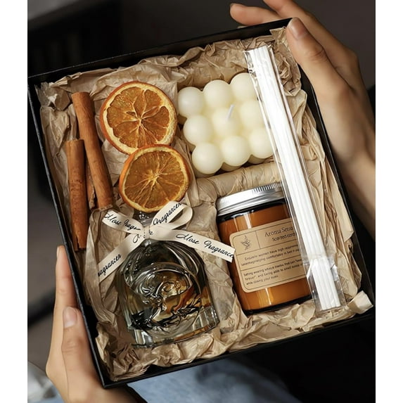 Candles Gift Set. Scented Candle and Aroma Reed Diffuser Set ...