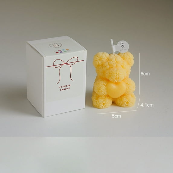 Candles & Holders Rose Bear Candle - Handmade Soy Wax Scented Floral ...