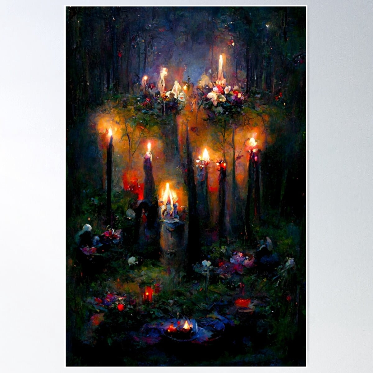 Candles In Forest Poster Wall Art Bedroom Wall Art Home Decor Office ...