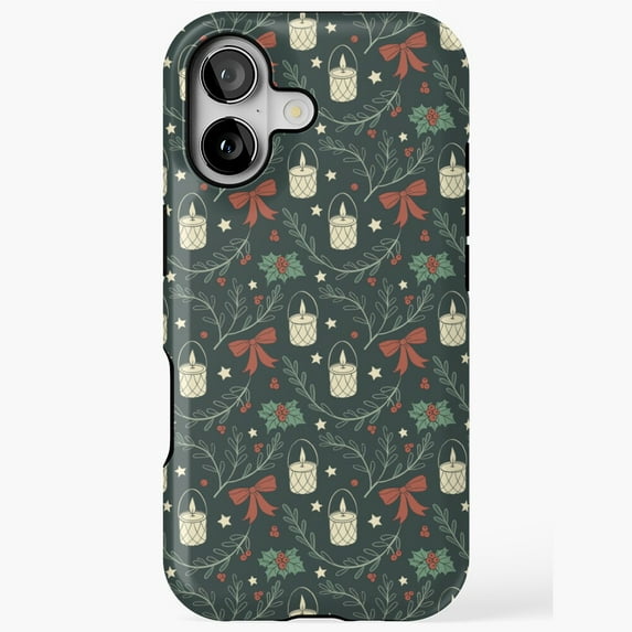 Candles Red Bows Beautiful Christmas Pattern Phone Case 17 16 15 14 13 ...