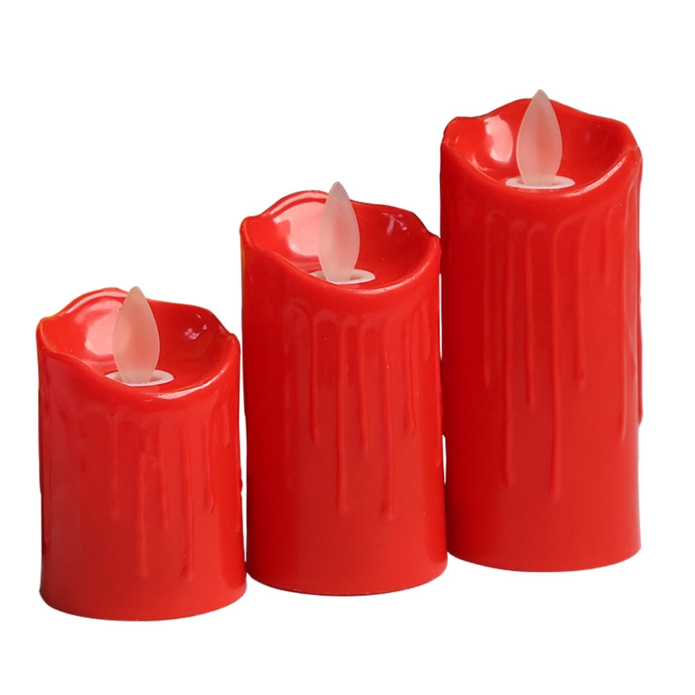 Candles Red Candle Tealight Led Decor Flameless Electric Pillar ...