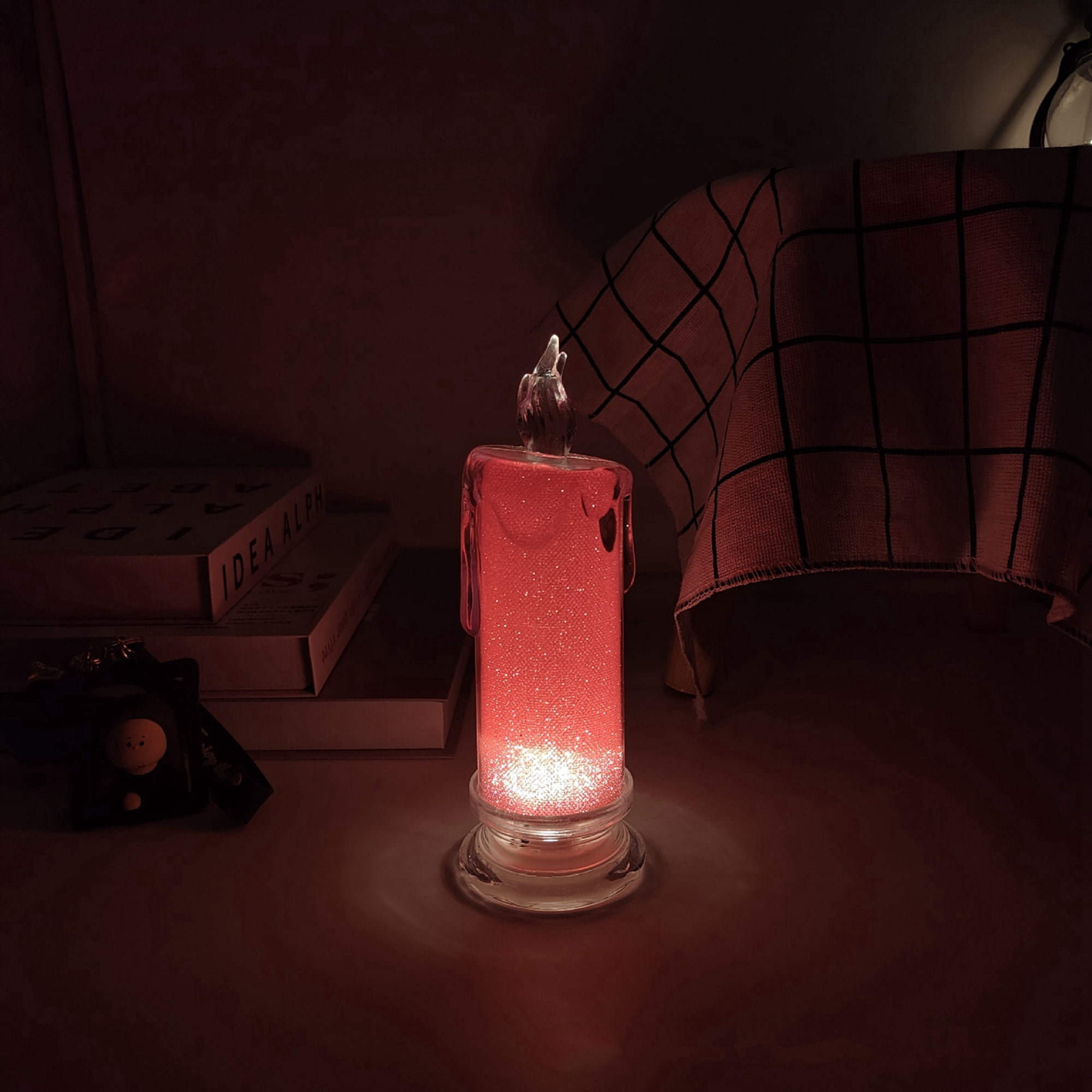 Candles Shape LED Light Rotating Glitter Flameless Candle Warmer Lamp ...