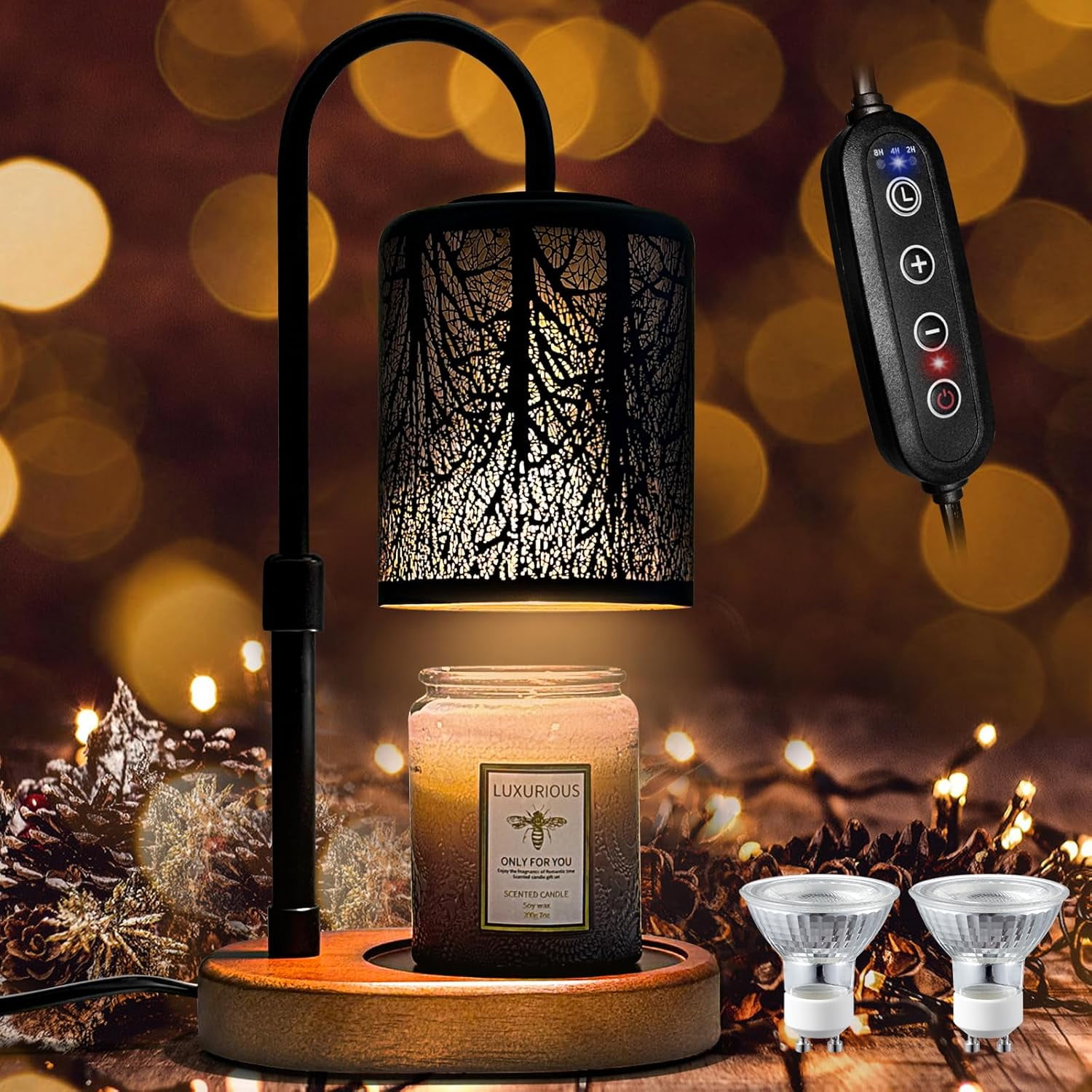 Candles Warmer with Timer and Dimmer, Adjustable Height Candle Melter ...