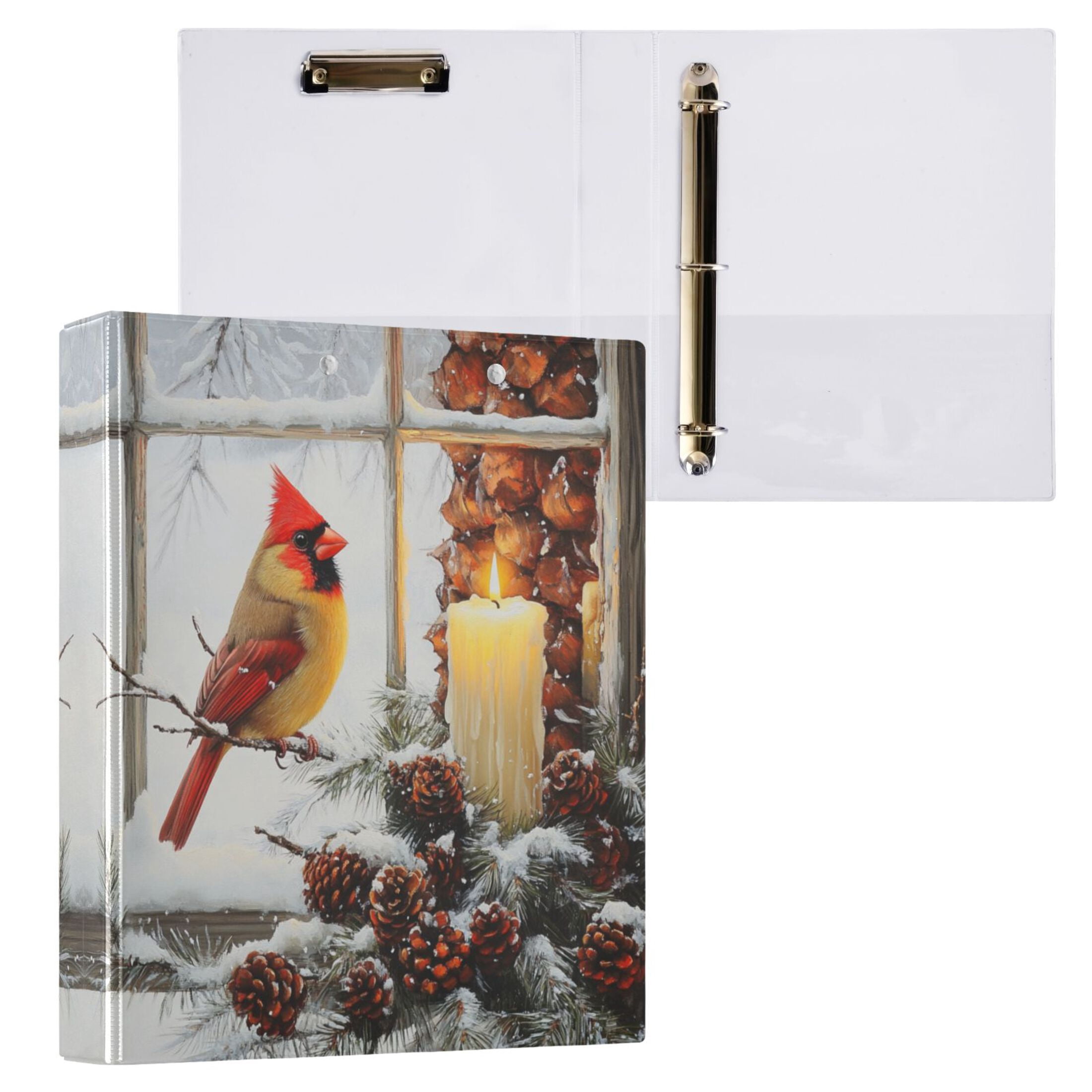 Candles and Red Cardinals 3 Ring Hardcover Binders 1.5in Round Rings ...