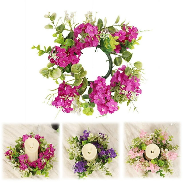 A Candlestick with Flower Garland Clearance! Floral Candle Rings ...