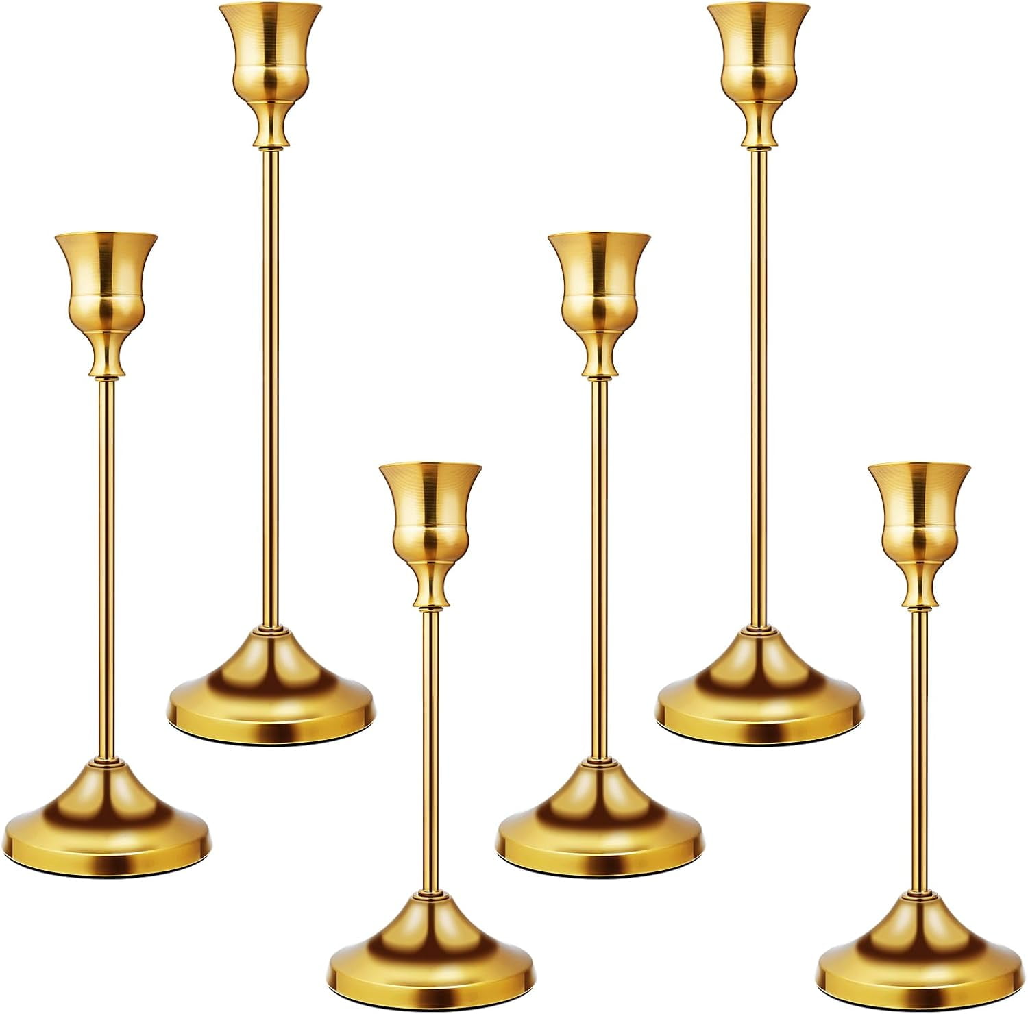 Candlestick Holders 6 PCS Metal Taper Candle Holders, Gold Candle Stick ...