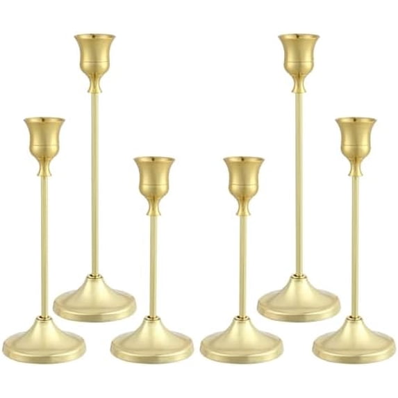 Candlestick Holders 6PCS, Metal Taper Candle Holder, Gold Candle ...