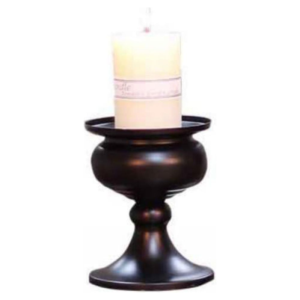 Candlestick with Metal Column, Antique Black Candle Holders Flameless ...