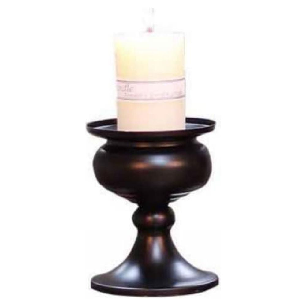 Candlestick with Metal Column, Antique Black Candle Holders Flameless ...