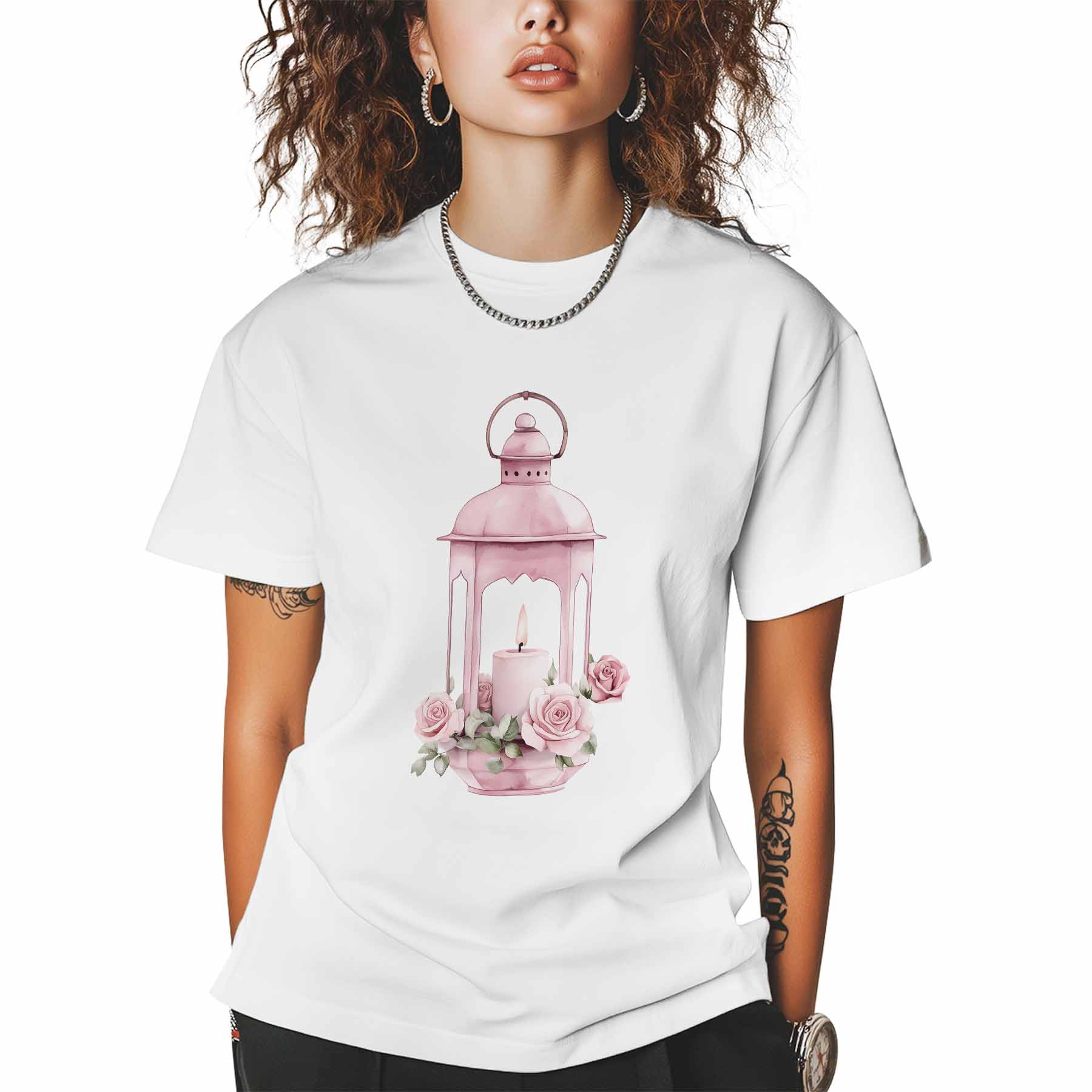 Candlestick T Shirts for Women, Rose Crew Neck Tee Valentine's Day Short Sleeve Soft Cotton ...