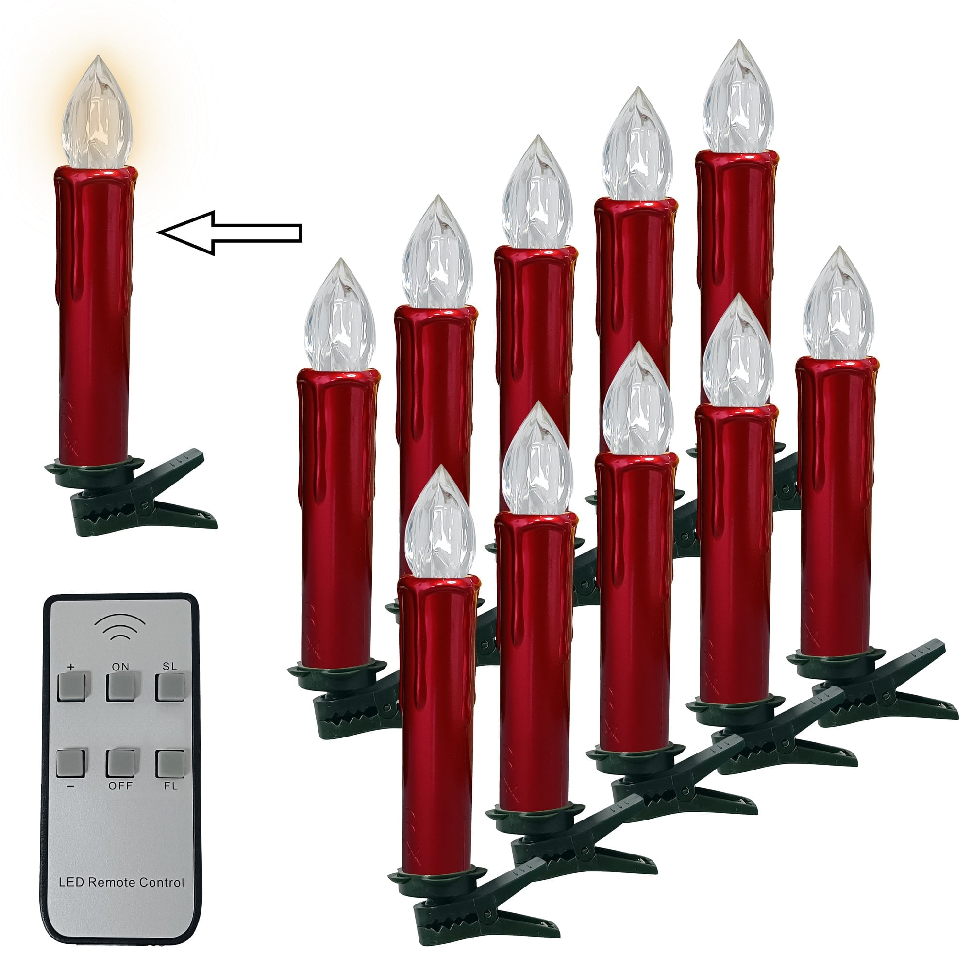 Candlesticks LED Taper Candle,Red Remote LED Candle Sticks Battery ...
