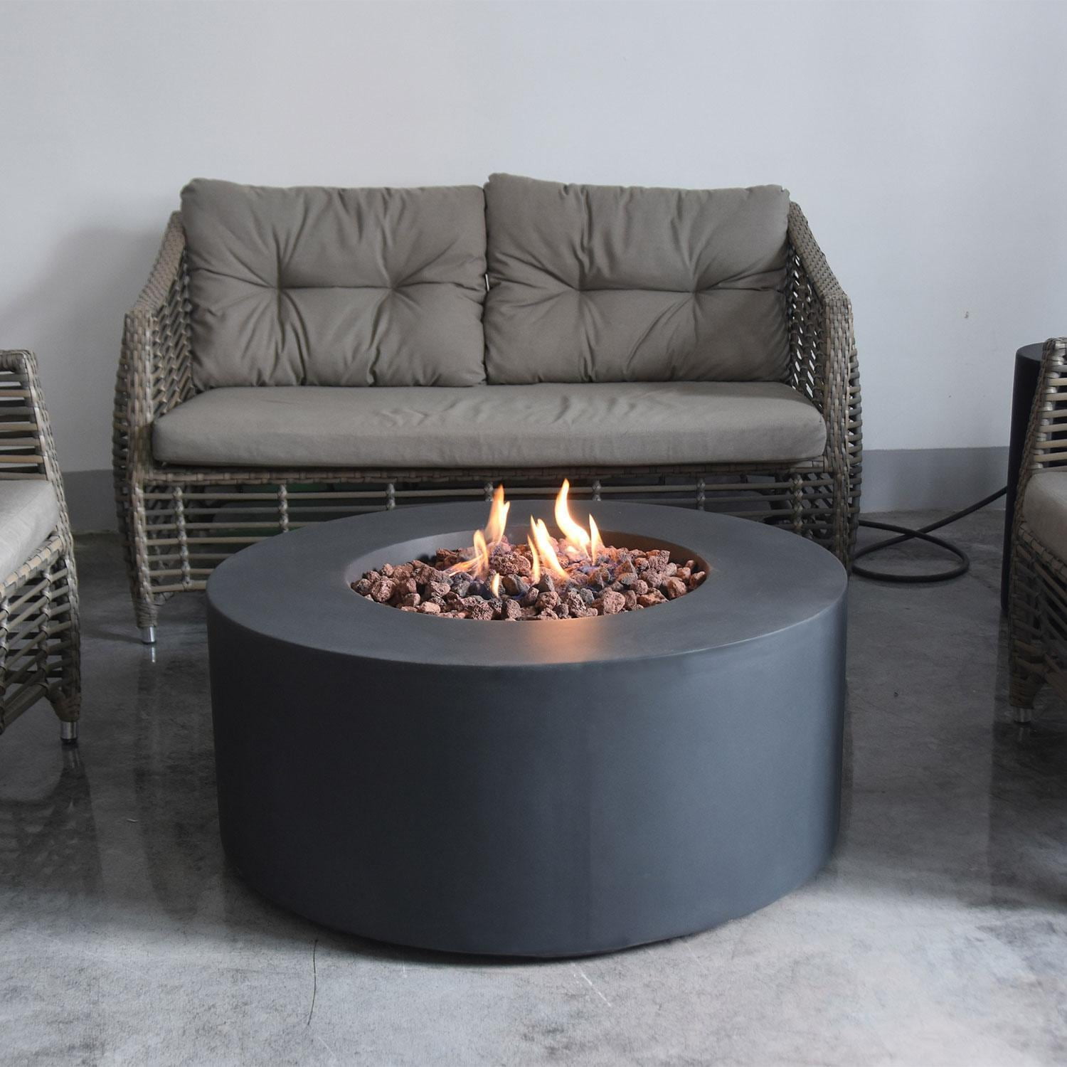 Lakeview Outdoor Designs 34 Inch Round Concrete Natural Gas Fire Pit ...