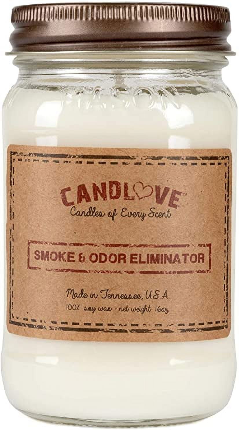 Candlove Smoke and Odor Eliminator Scented 16oz Mason Jar Candle 100% ...