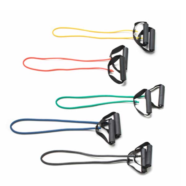 Cando Resistance Band Exercise Tubing w/ Handles -Yellow, Black (Set ...