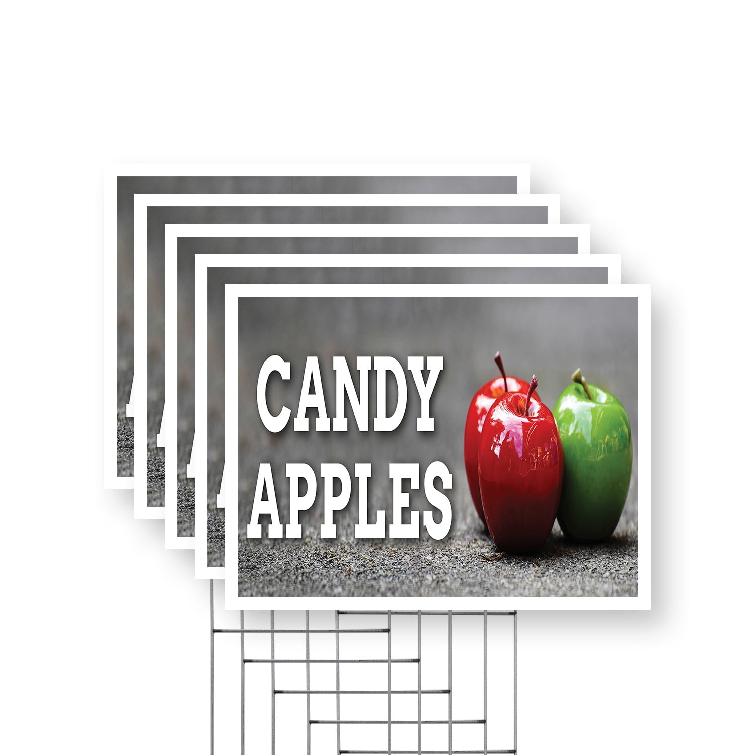 Candy Apples Yard Sign 5 Pack of 18 Inch x 24 Inch Single Sided ...
