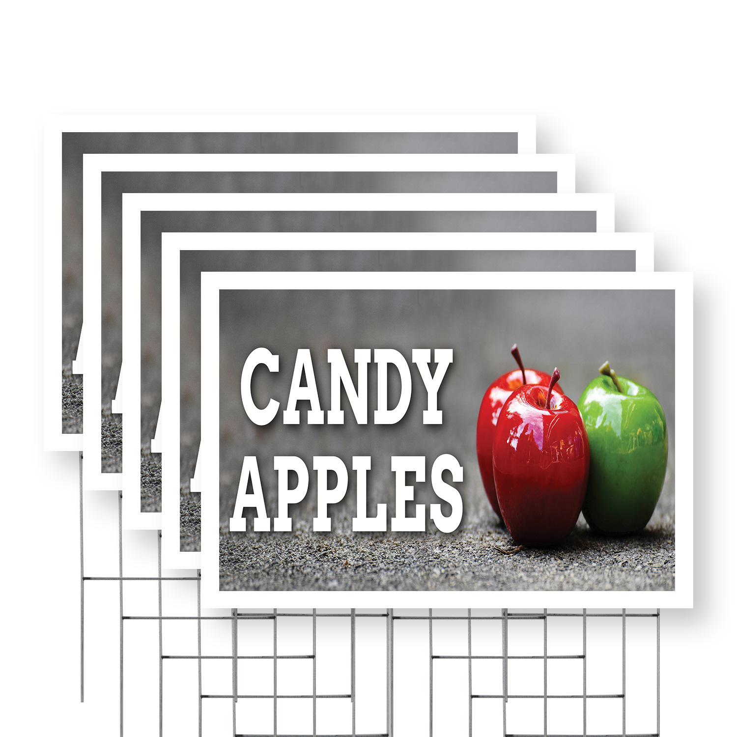 Candy Apples Yard Sign 5 Pack of 24 Inch x 36 Inch Single Sided ...