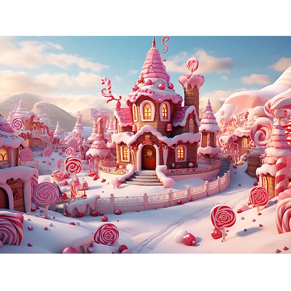 Candy Backdrop Sweet Candyland Castle Lollipop Baby Birthday Cake Smash ...