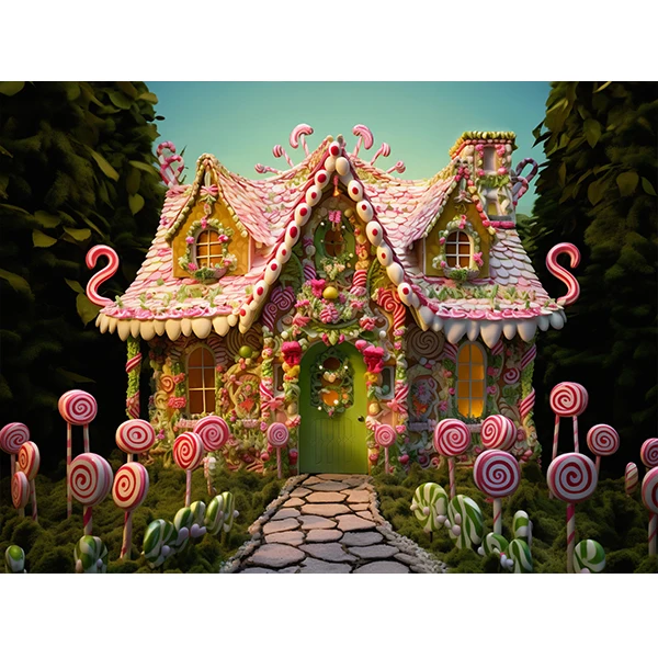Candy Backdrop Sweet Candyland Castle Lollipop Baby Birthday Cake Smash ...