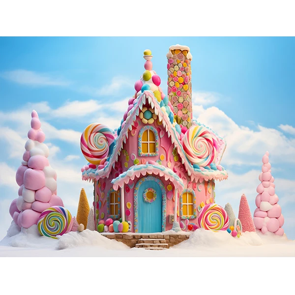 Candy Backdrop Sweet Candyland Castle Lollipop Baby Birthday Cake Smash ...