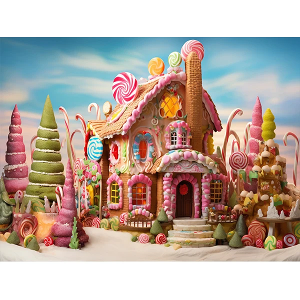 Candy Backdrop Sweet Candyland Castle Lollipop Baby Birthday Cake Smash ...