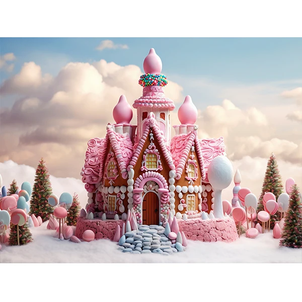 Candy Backdrop Sweet Candyland Castle Lollipop Baby Birthday Cake Smash ...