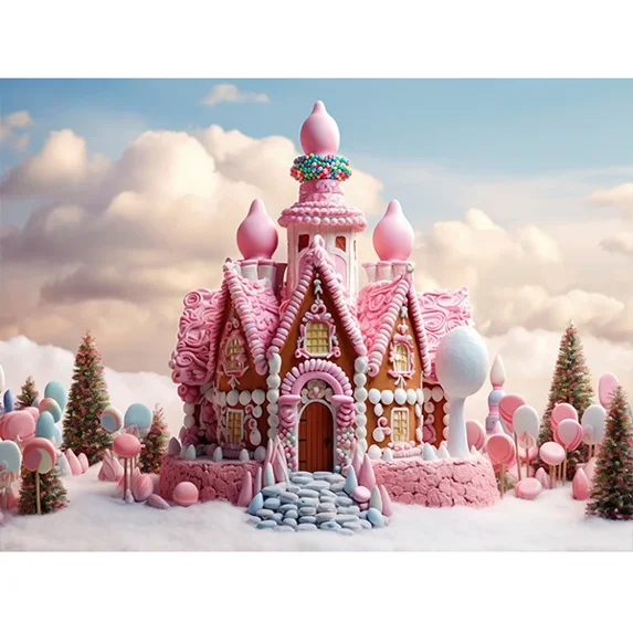 Candy Backdrop Sweet Candyland Castle Lollipop Baby Birthday Cake Smash ...