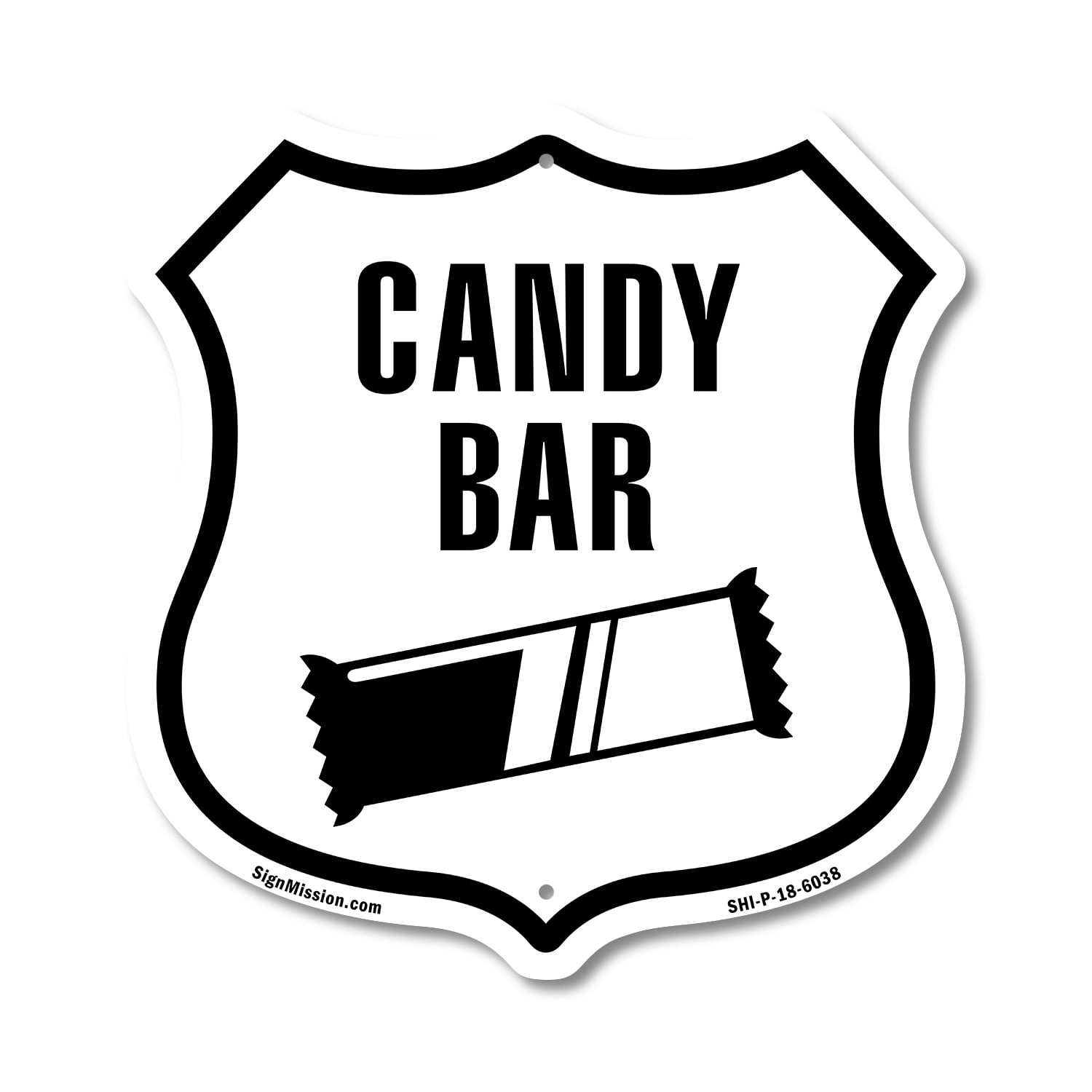 Candy Bar 12 inch X 12 inch Shield-Shaped Rust-Free Aluminum Metal Sign ...