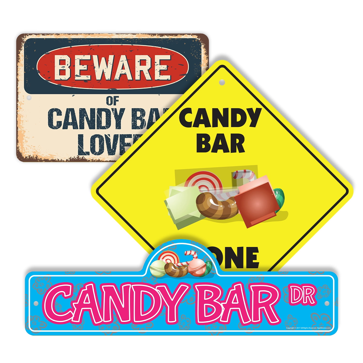 Candy Bar (3 Pack) Large Plastic Street Sign Crossing Sign Warning Sign ...